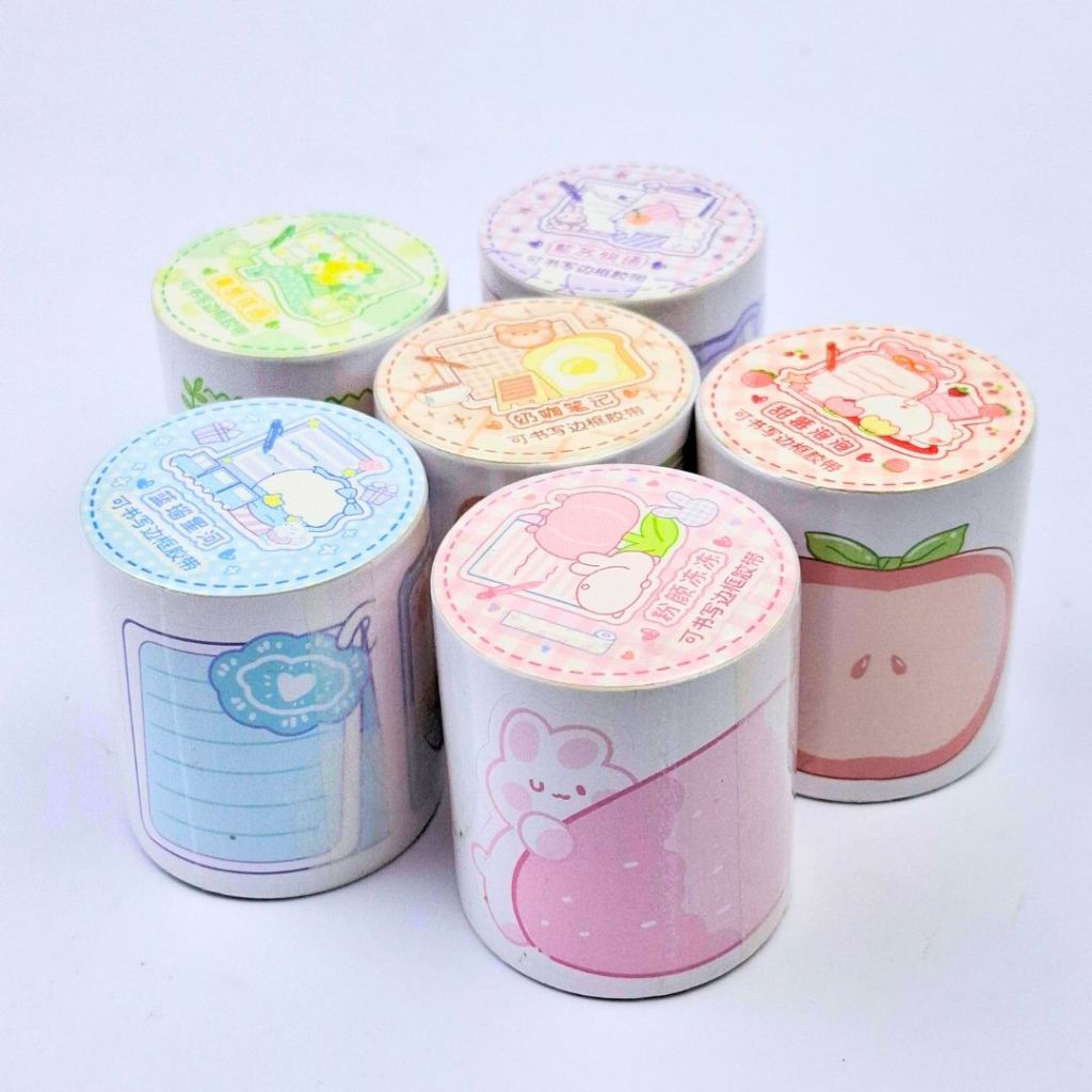 Jual WRITING BORDER TAPE Sticker ROLL Bahan Paper Aesthetic Scrapbook ...