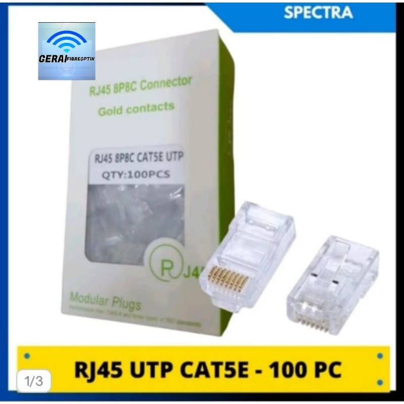 Jual KONEKTOR RJ45 CAT 5e/CAT 6e UTP SPECTRA ISI 100Pcs | Shopee Indonesia