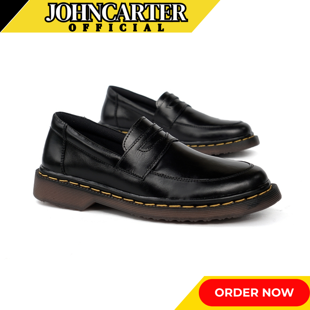 Jual John Carter Sepatu Loafer Pria Model Docmart Hitam Pantofel ...