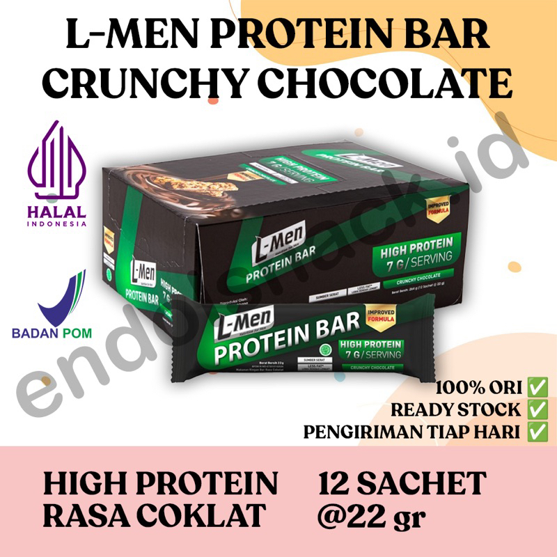 Jual L-MEN LMEN PROTEIN BAR CRUNCHY BAR 12 SACHET @22GR | Shopee Indonesia