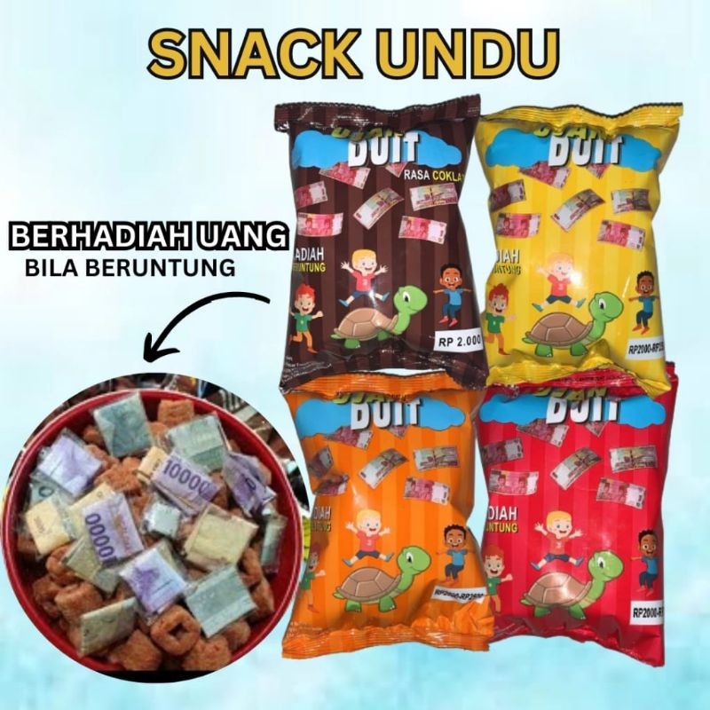 Jual (10 Pcs) Snack Viral UNDU Berhadiah Uang Tunai isi 10 Pcs | Shopee ...