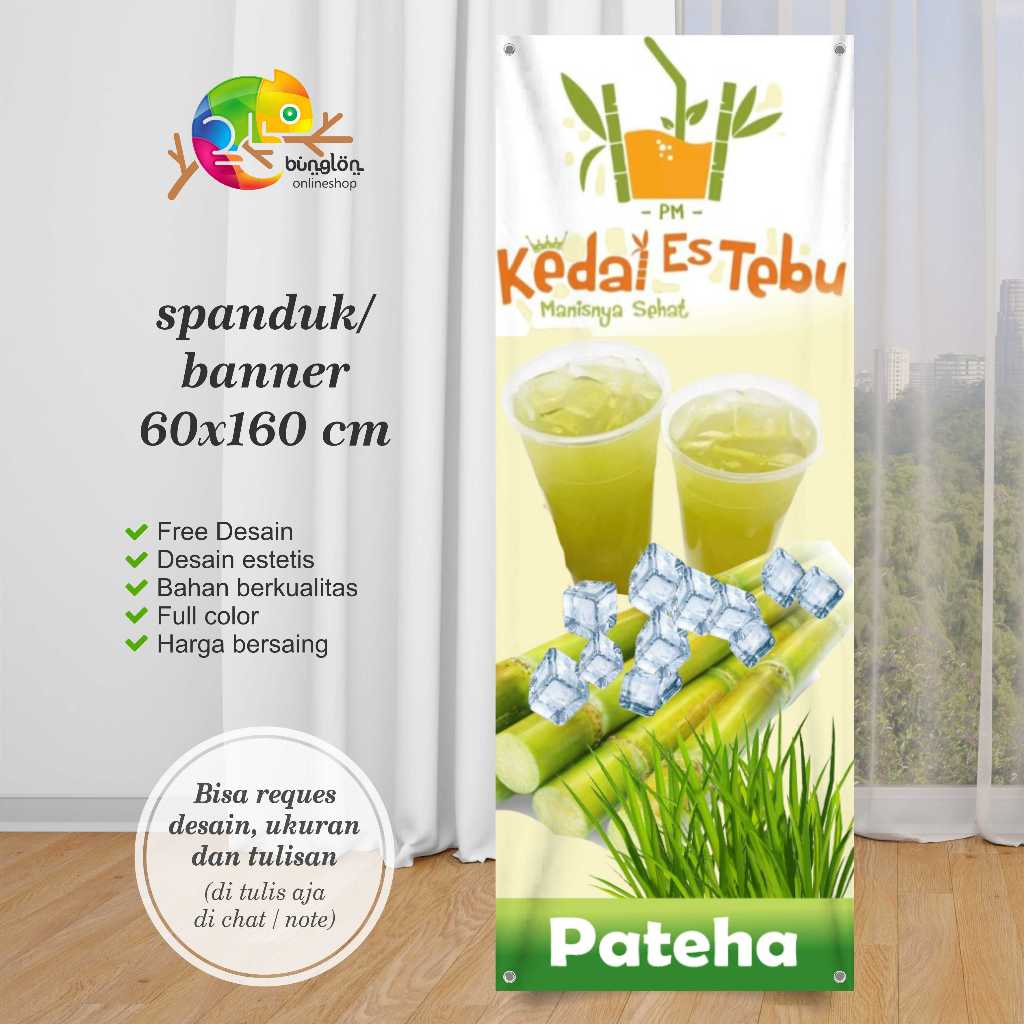 Jual Spanduk Banner Kedai Es Tebu Custom Desain | Shopee Indonesia