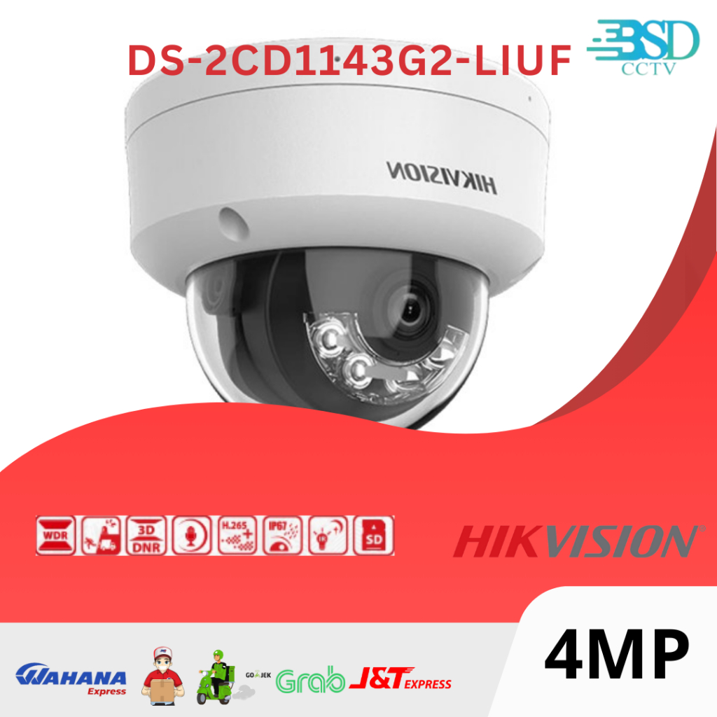 Jual HIKVISION DS-2CD1143G2-LIUF 4MP SMART HYBRID LIGHT DOME IP CAMERA ...