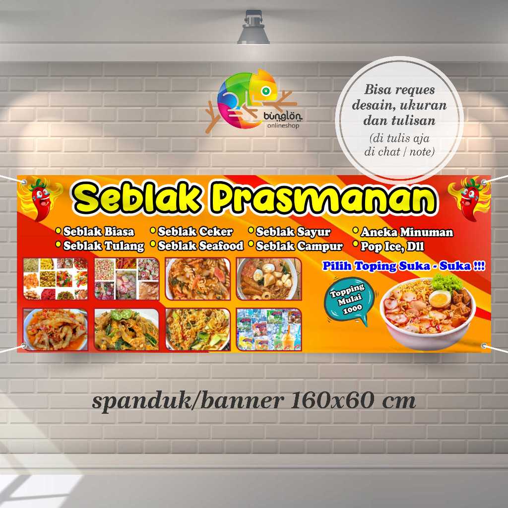 Jual Spanduk Banner Seblak Prasmanan Free Custom Desain | Shopee Indonesia