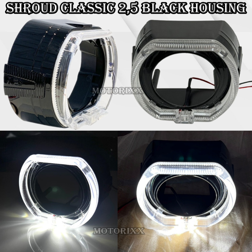 Jual SHROUD BMW KLASIK 2.5 INCH BLACK COVER ANGEL EYES BILED PROJECTOR ...
