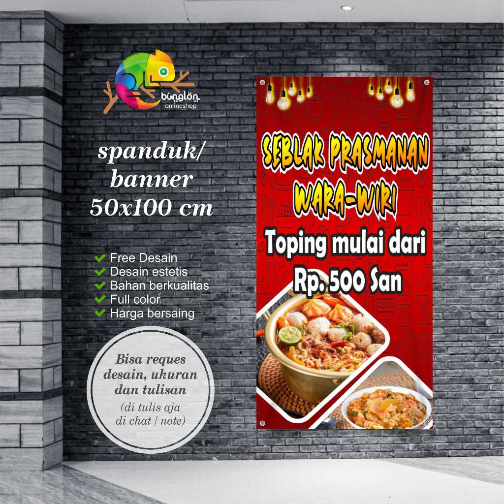 Jual Spanduk Banner Seblak Prasmanan Keren Free Custom Desain | Shopee ...