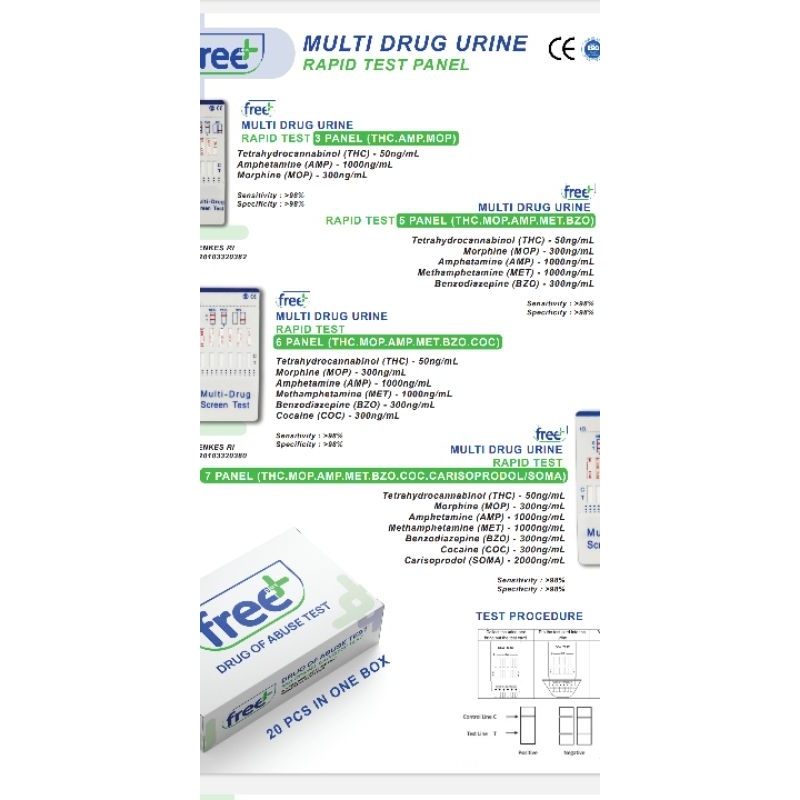 Jual DRUG TEST 3 PARAMETER FREE PLUS isi 20/25 pcs KEMENKES DRUG ABUSE ...