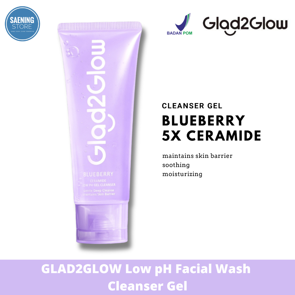 Jual Glad2Glow Low pH Face Wash Cleanser GelBlueberry Ceramide Sabun ...
