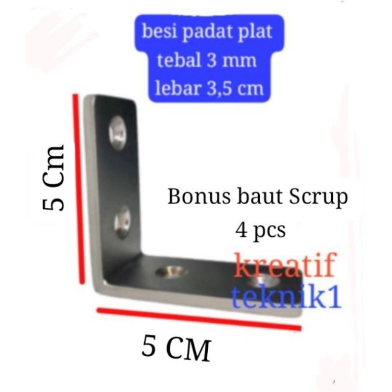 Jual siku L ukuran 5cm x 5cm bahan besi padat plat tebal 3mm lebar 3 ...
