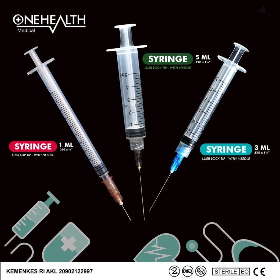 Jual Onehealth Spuit 1 cc Per Pcs Syringe 1 cc Per Pcs Alat Injeksi ...