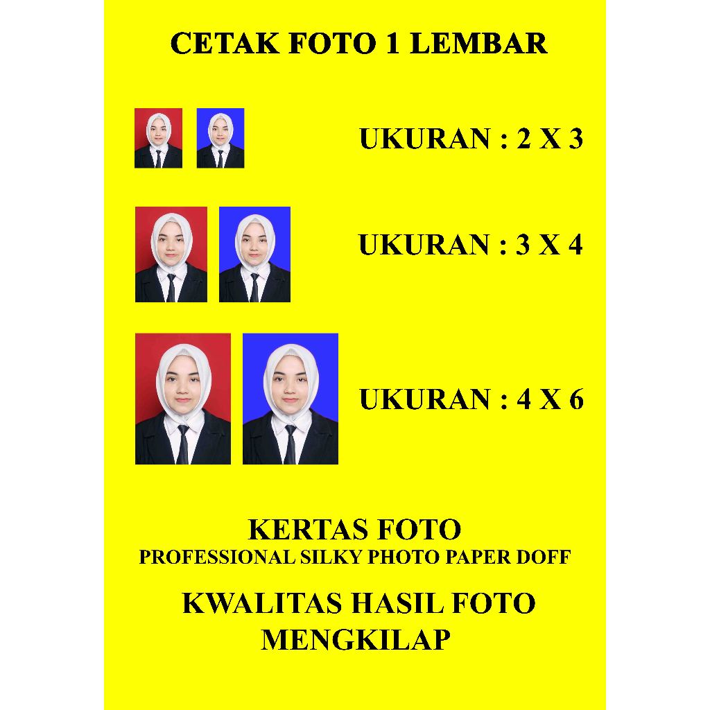 Jual Paket Cetak pas foto 2x3 3x4 4x6 2 x 3 x 4 x 6 print cuci photo murah | Shopee Indonesia