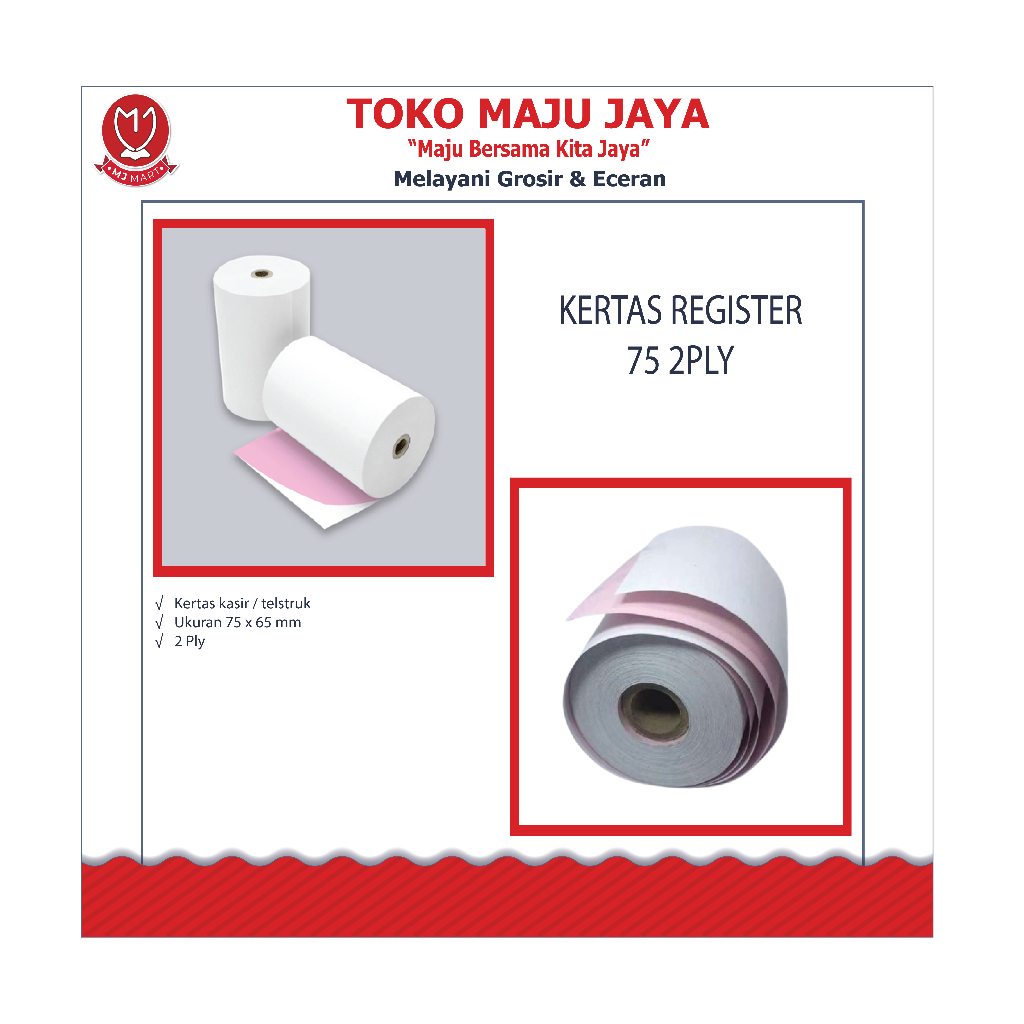 Jual KERTAS REGISTER 75 2PLY harga Per Pack isi 10 roll | Shopee Indonesia