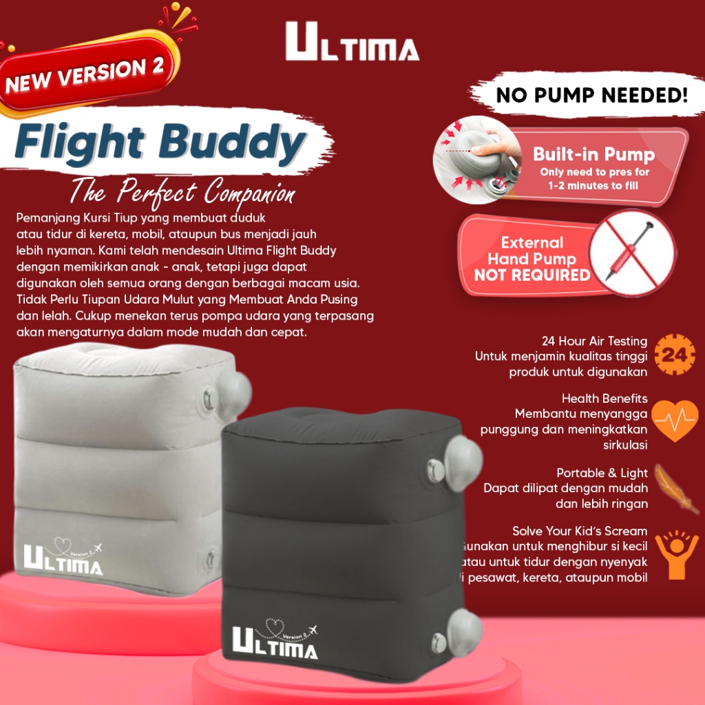 Jual ULTIMA Flight Buddy inflateable foot rest Blue mirip plane pal jet ...