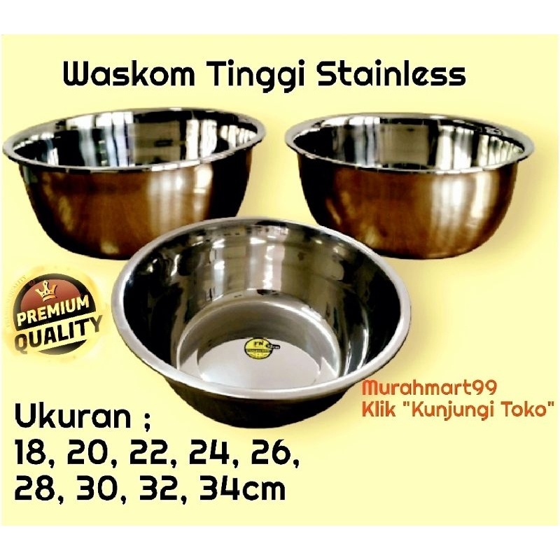 Jual WASKOM TINGGI 18cm, 22cm, 26cm, 28cm, 30cm, 32cm, 34cm STAINLESS ...