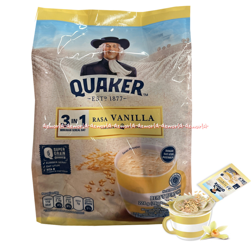 Jual Quaker 224gr Rasa Vanilla 3in1 Minuman Sereal Oat Super Grain ...