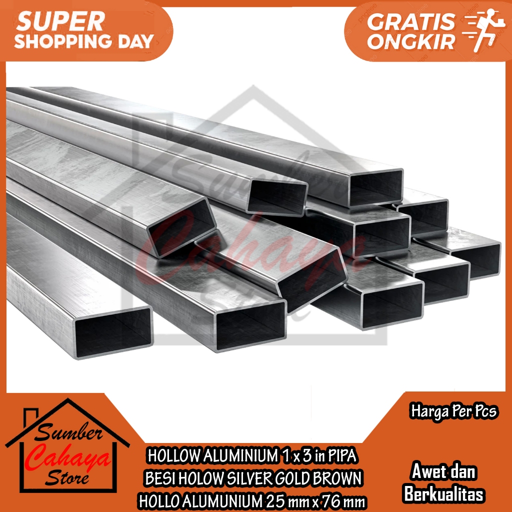 Jual Hollow Aluminium 1 X 3 In Hollo Alumunium 25 Mm X 76 Mm Holow ...