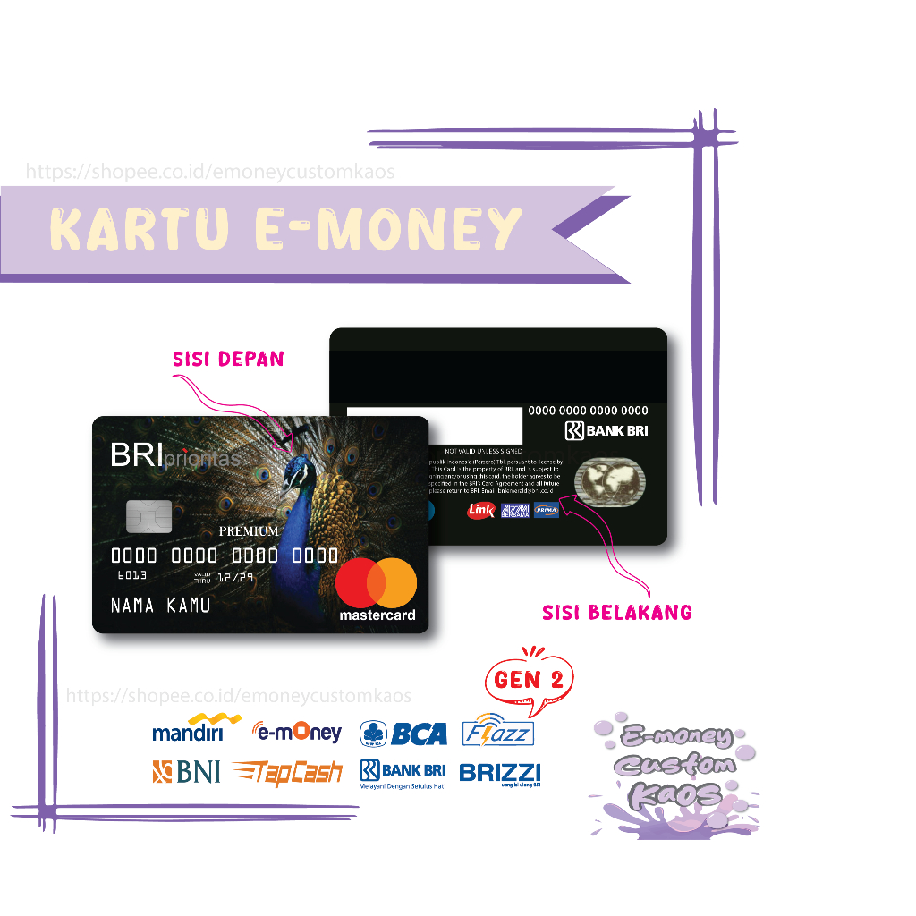 Jual KARTU EMONEY DEBIT CARD BRI PRIORITAS ETOLL MANDIRI FLAZZ BCA GEN ...