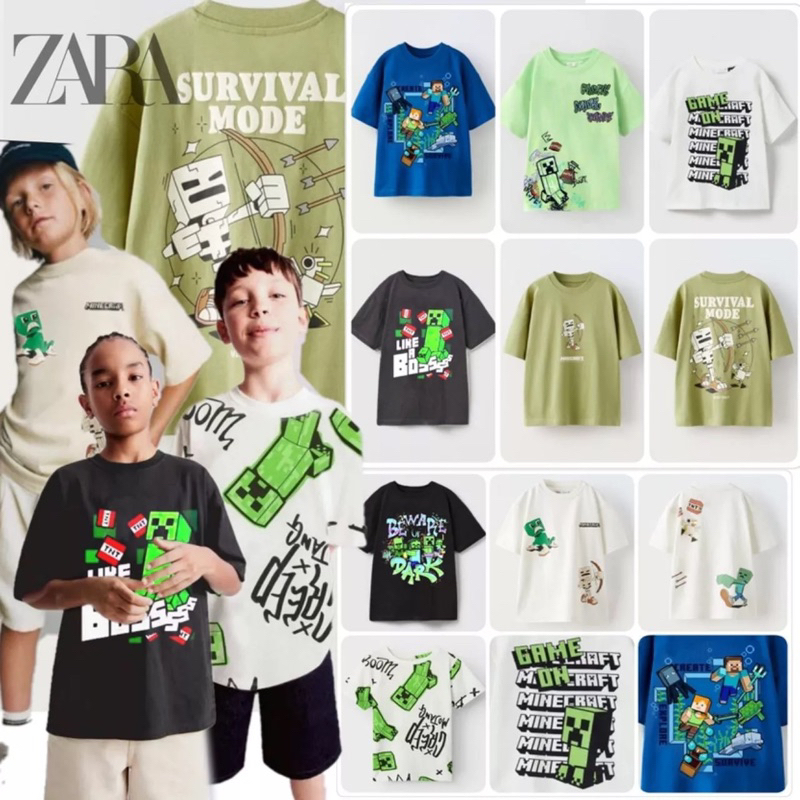 Jual kaos Zara minecraft 6-14y | Shopee Indonesia