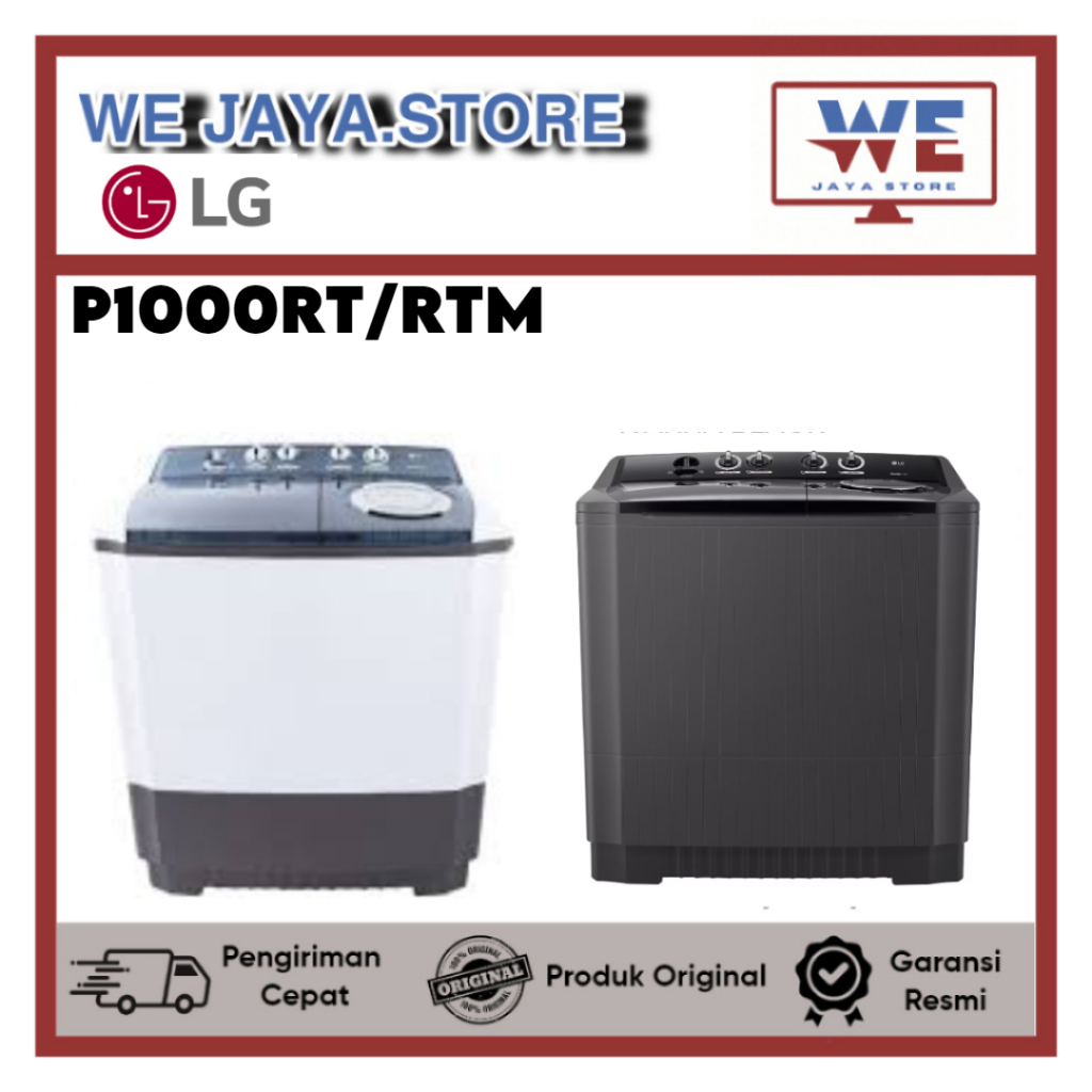 Jual MESIN CUCI LG 2 TABUNG P1000RT(LIGHT GREY 10KG) / P1000RTM (BLACK ...