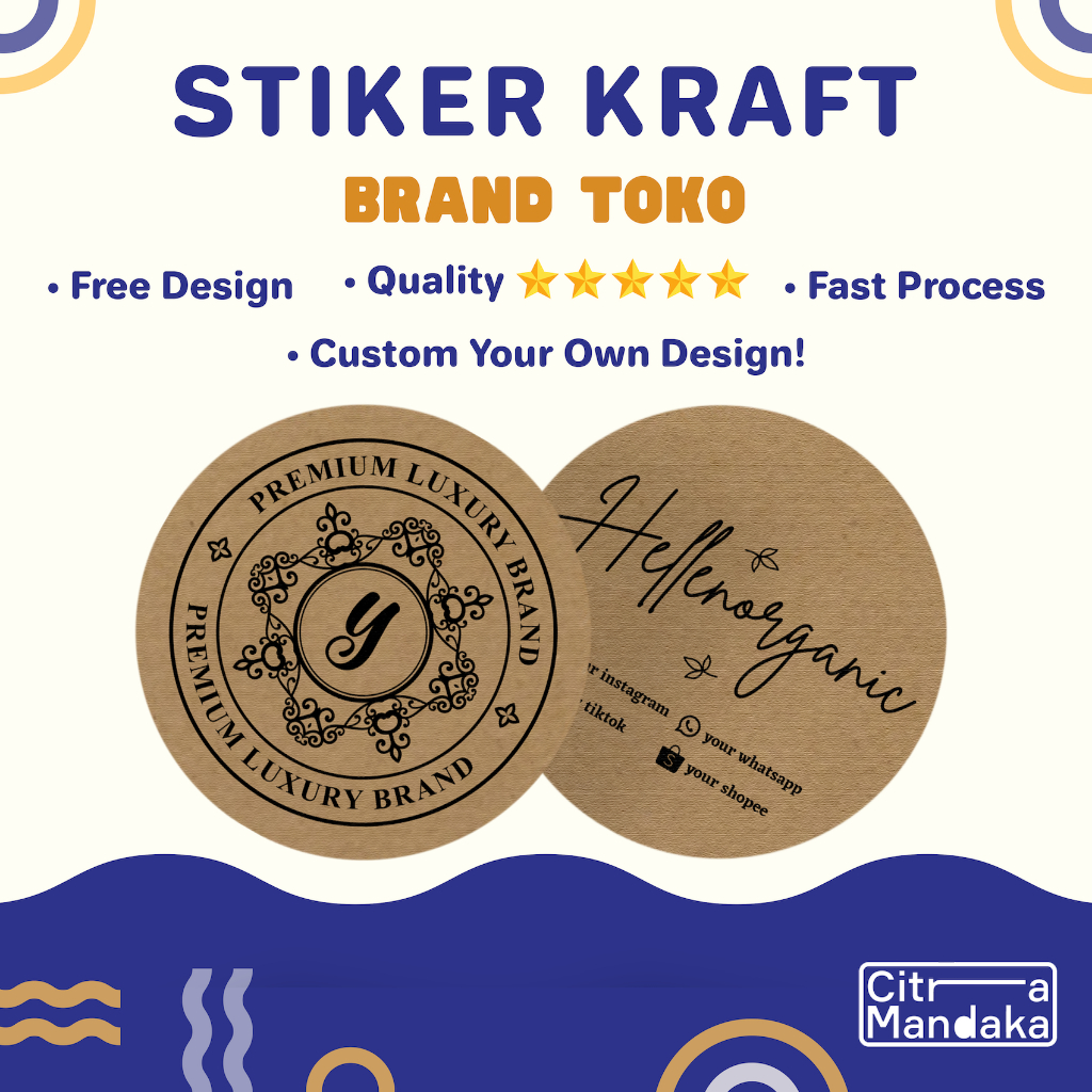 Jual Stiker Custom Label Makanan Kraft Paper Logo Brand Jualan Makanan ...