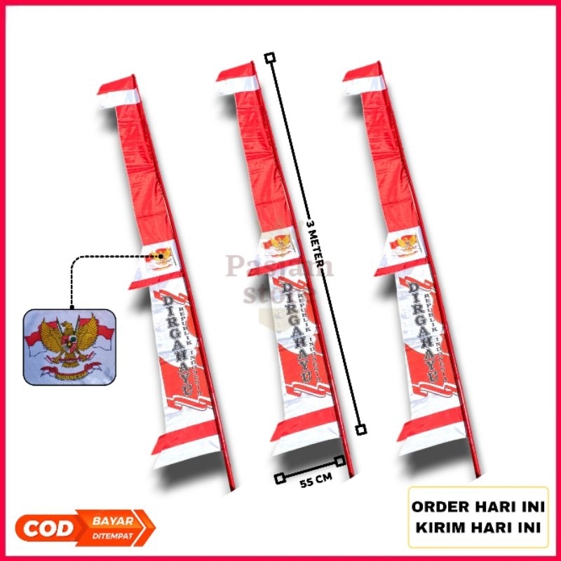 Jual Bendera Umbul Umbul Bandir Dirgahayu Merah Putih Garuda 3 Meter | Shopee Indonesia