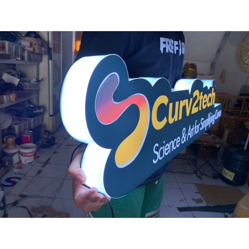 Jual neon box timbul lampu plang nama custom | Shopee Indonesia