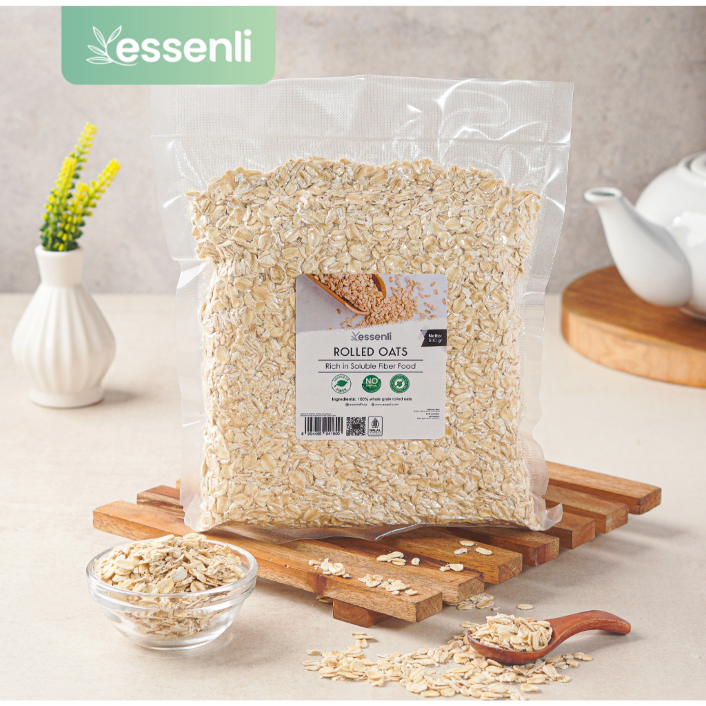 Jual ESSENLI Organic Rolled Oat 500gr / Instan Oat 500gr | Shopee Indonesia