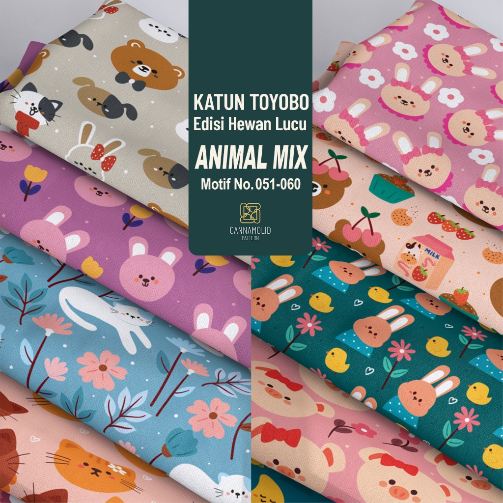 Jual Kain Katun Toyobo Motif HEWAN LUCU | Lebar 145cm | ANIMAL 51-60 ...