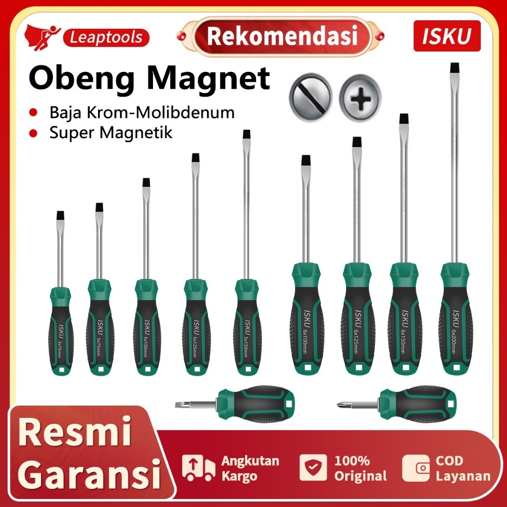 Jual ISKU Obeng Plus Minus Magnet/Screwdriver Sets Alat Perkakas obeng ...