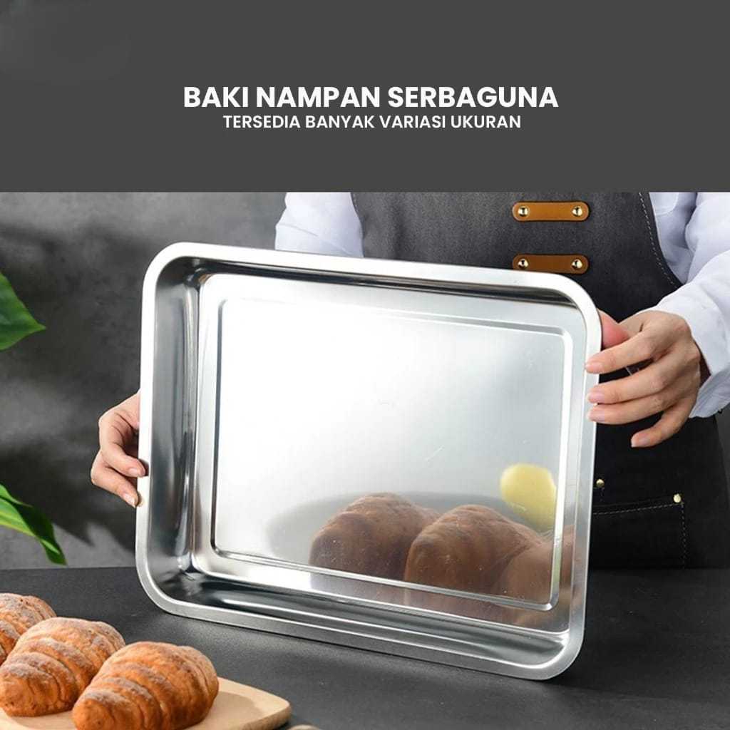 Jual Nampan Persegi Stainless 40Cm Baking Tray Tempat Sayur Lauk Buah ...