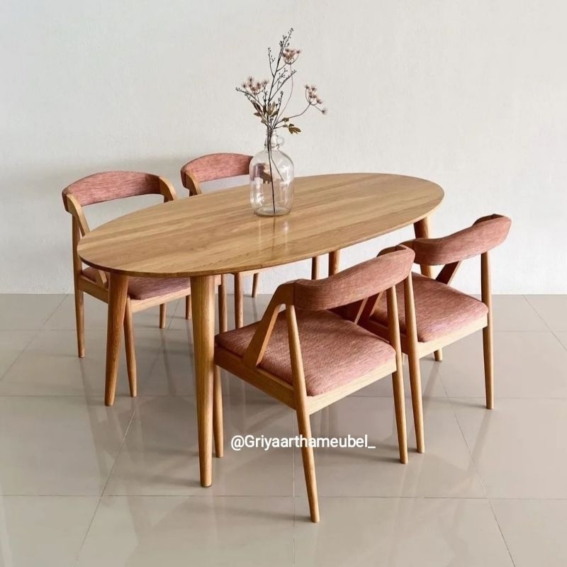 Jual meja makan custom minimalis terbaru, meja makan oval 4 kursi ...
