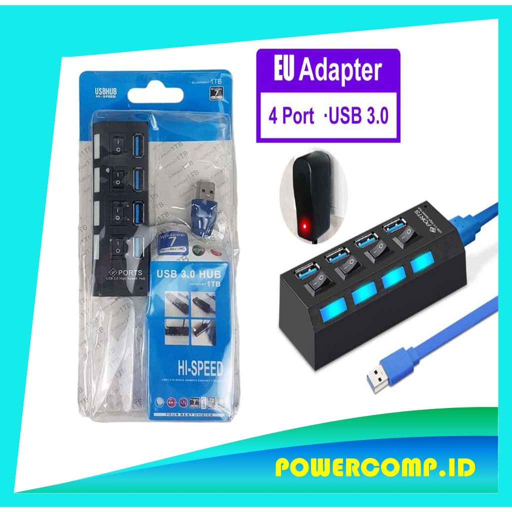 Jual USB HUB USB Switch On Off USB Hub 3.0 Adapter High Speed 4 Port ...