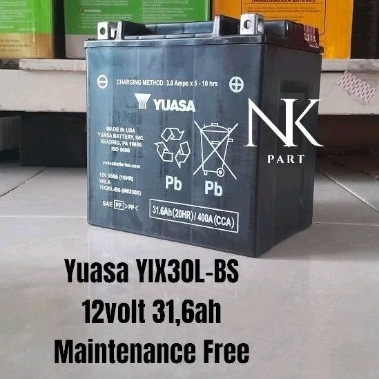 Jual Aki Accu Harley Davidson FL, FLH Series Yuasa YIX30L BS 12Volt 31,6Ah | Shopee Indonesia