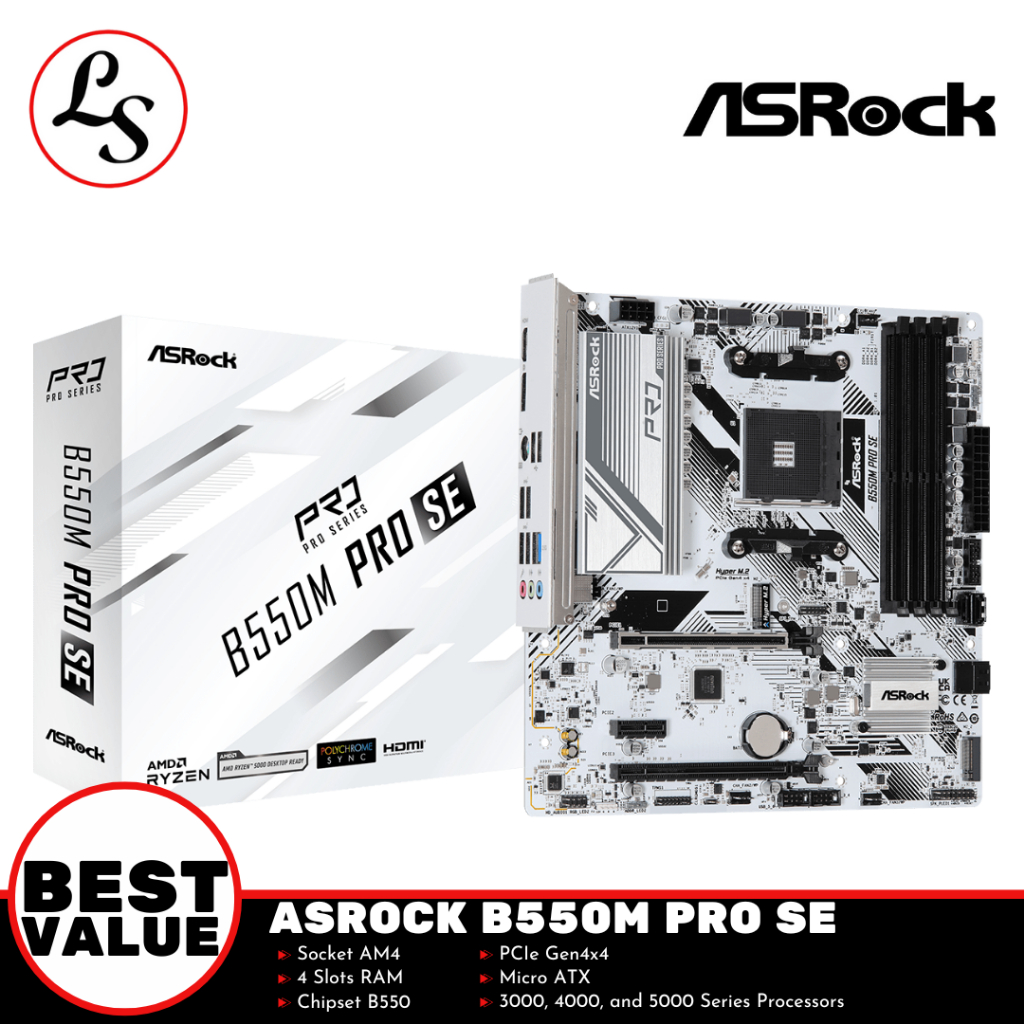 Jual ASROCK MOTHERBOARD B550M PRO SE ( AMD AM4 . DDR4, M-ATX / Micro ...