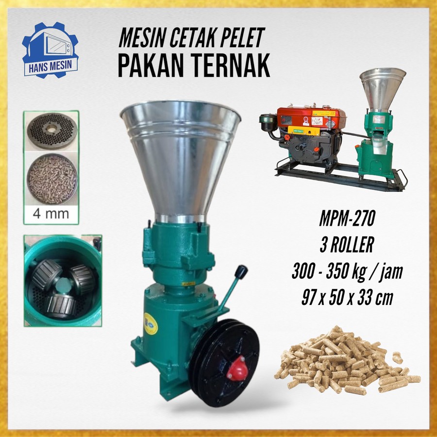 Jual Mesin cetak pelet pakan ternak 3 roller MPM-270 Mahkota | Shopee Indonesia