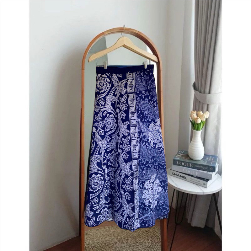 Jual Rok Batik Katun Tebal Model Rok Lilit Payung Motif Indigo Batik ...