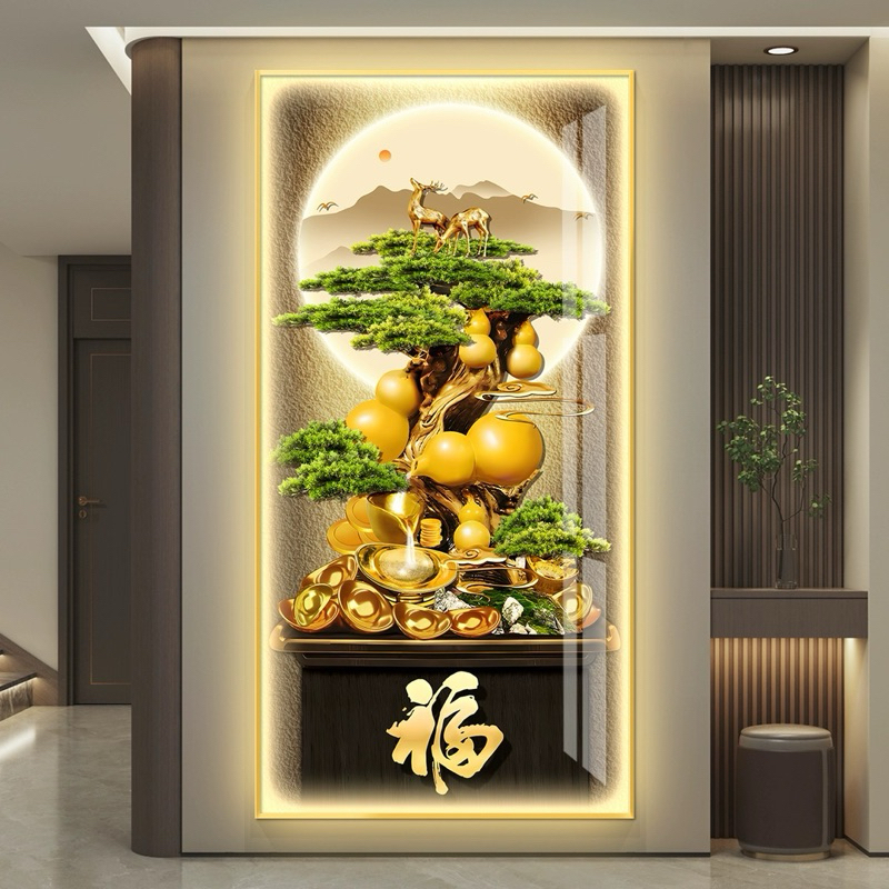 Jual LED Porcelain Painting Crystal 5D 80x160 Motif Pohon Hoki Wall ...