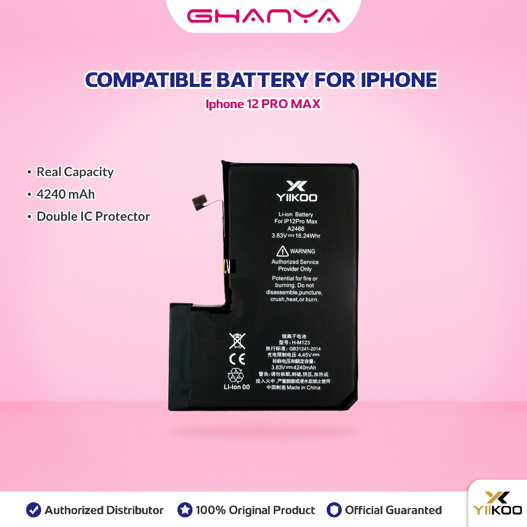 Jual YIIKOO Baterai Iphone 12 PRO MAX High Capacity Battery Batre ...