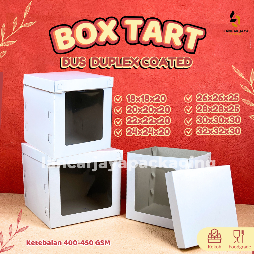 Jual Box Kue Tart Tinggi Putih Duplex Coated Dus Roti Cake Hampers 18 ...