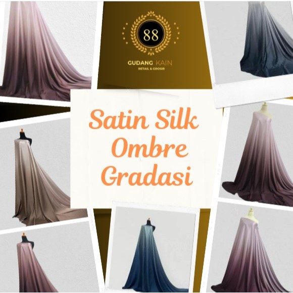 Jual Kain Satin Velvet Silk Ombre Gradasi Premium Meteran | Shopee ...