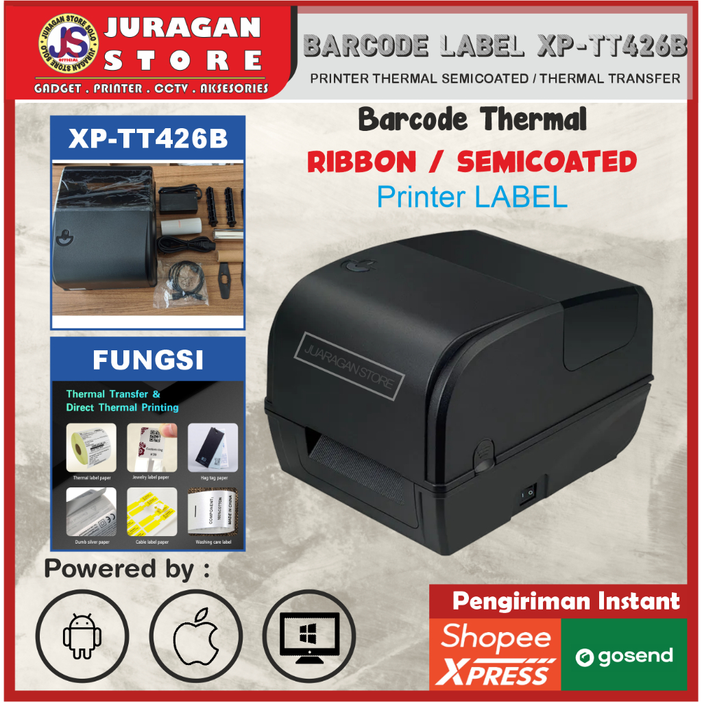 Jual Printer Barcode Label Semicoated Xprinter XP-TT426B Printer Label Thermal Transfer & Direct ...