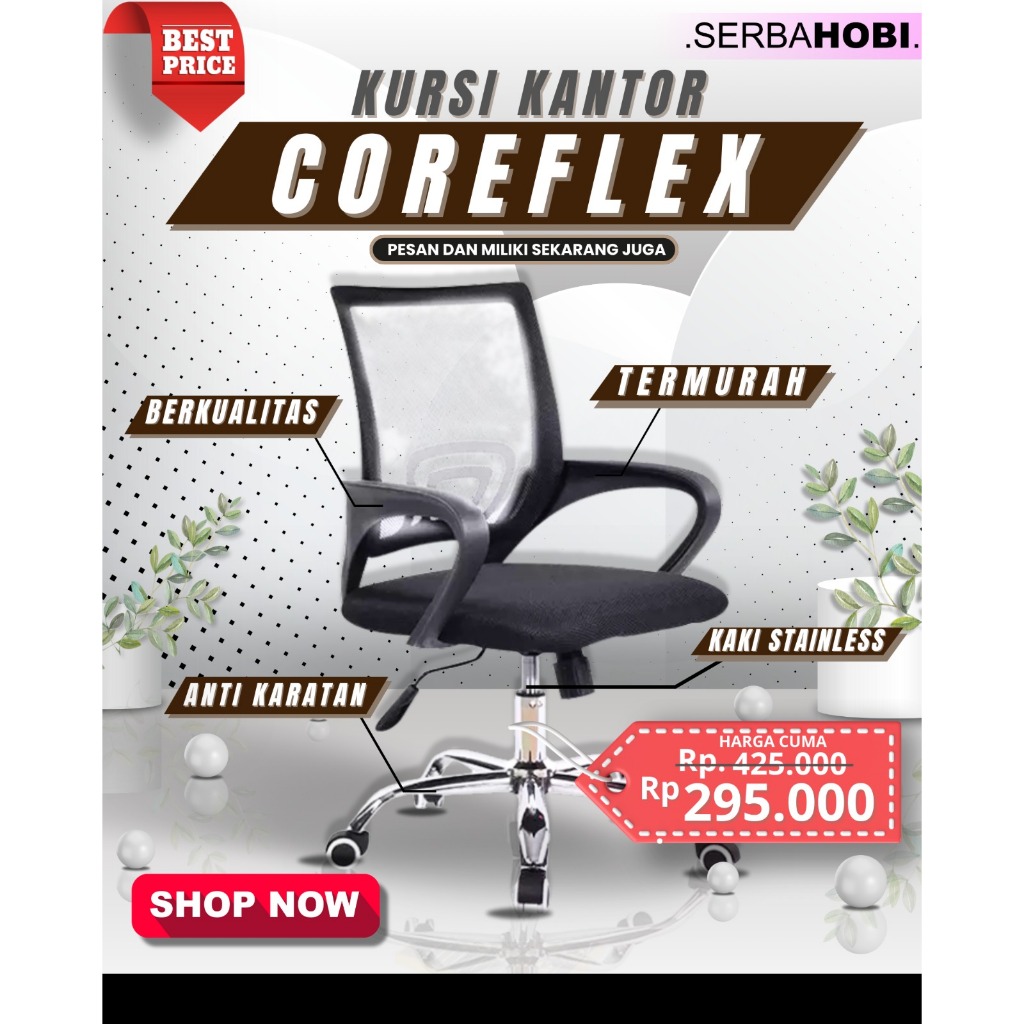 Jual Kursi Kerja Staff Kantor Model Jaring dan Kaki Stainless / Kursi ...