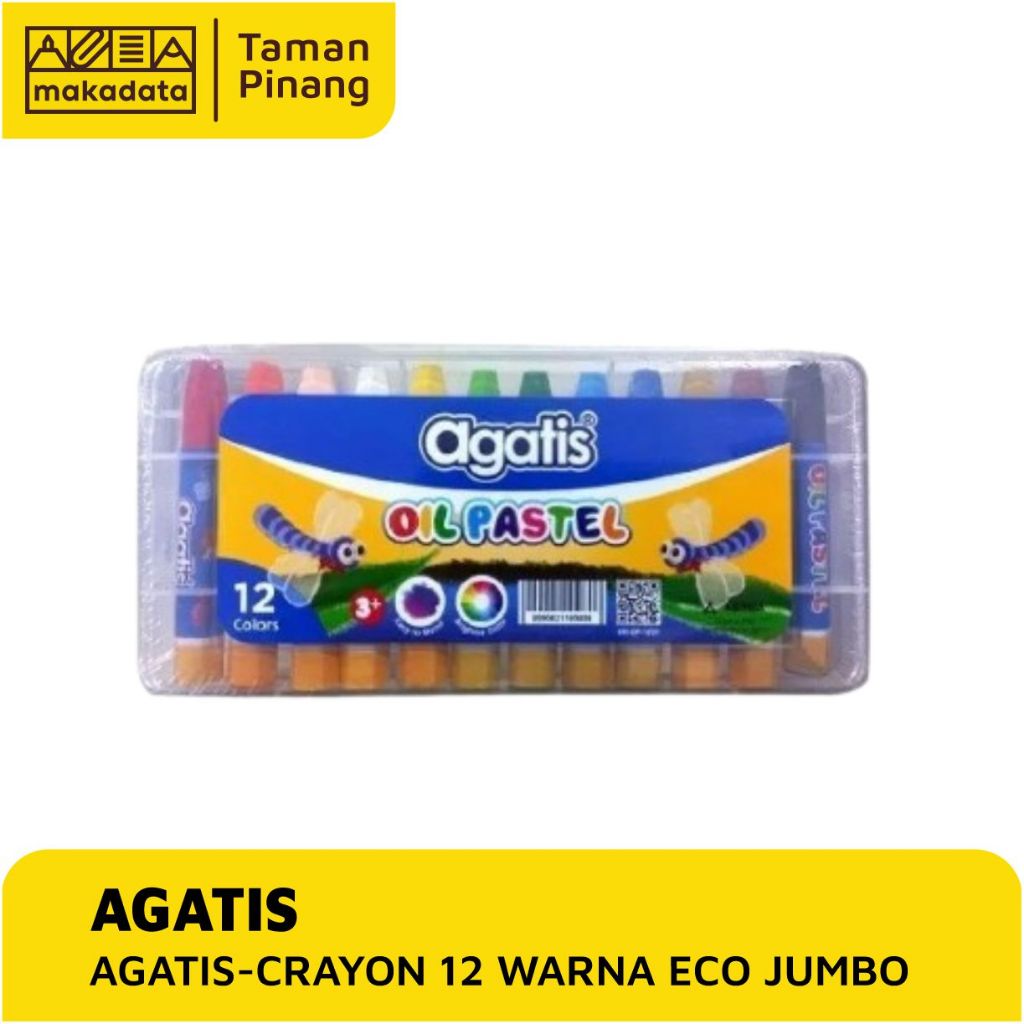 Jual CRAYON / OIL PASTEL AGATIS ISI 12 WARNA ECO JUMBO (1 PCS) | Shopee ...