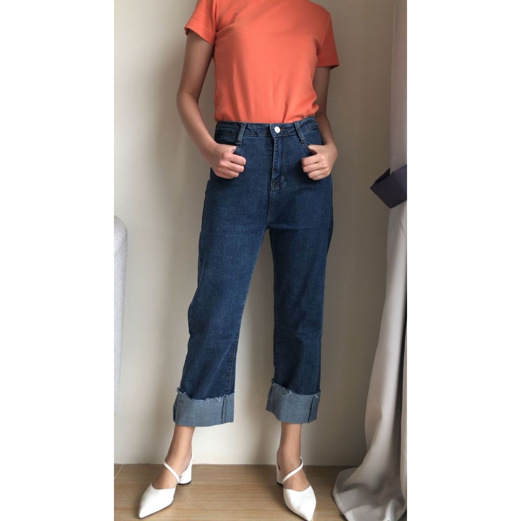 Jual (CLOTEE) E04 Jeans Lipat Bawah Model Terbaru Korea Premium ...
