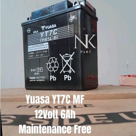Jual Aki Accu Motor Yuasa YT7C / YB5L B MF Kering 12v 6Ah Original | Shopee Indonesia
