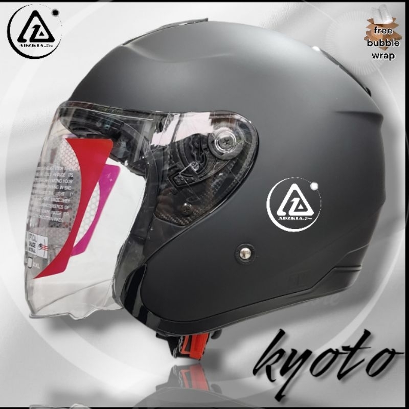 Jual HELM KYT KYOTO R SOLID HITAM DOFF | HELM HALF FACE | Shopee Indonesia