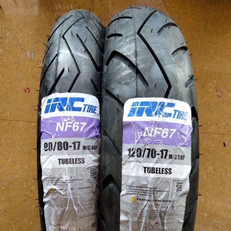 Jual PAKET 120/70 & 90/80 RING 17 SEPASANG BAN TUBLES IRC NF67 SET LUAR DEPAN BELAKANG NEW ...