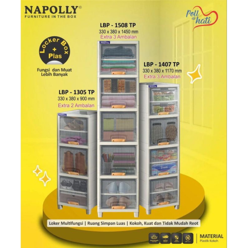Jual Loker Box Plastik Napolly Transparan/Lemari Plastik/Penyimpanan ...