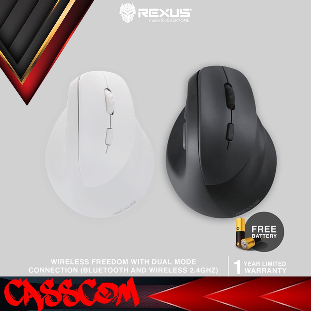 Jual Rexus Clif Vertical Mouse Wireless Dual Mode Connection QV-260 ...