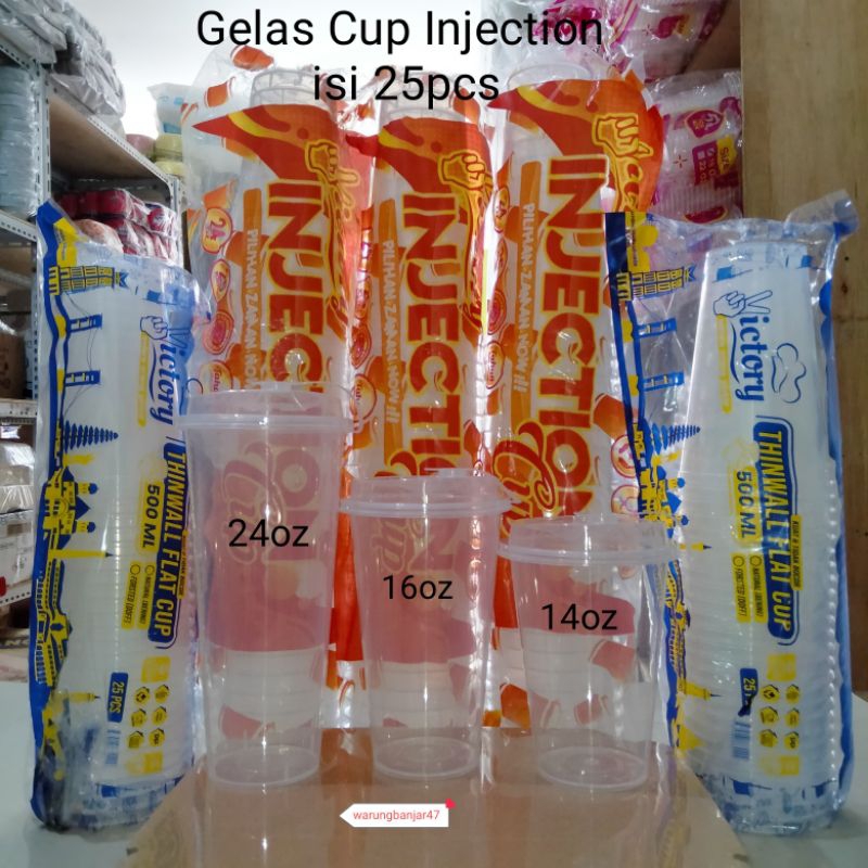 Jual [ISI 25 PCS] Gelas cup injection Victory 16oz 500ml gelas ...